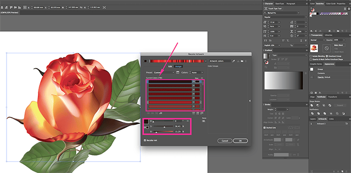Recoloring Complex Artwork in Illustrator